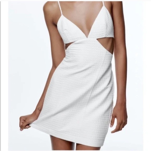 Zara | Dresses | Zara Textured Cut Out Dress Nwt Xs Graduation Summer Beach Dress Graduation ...